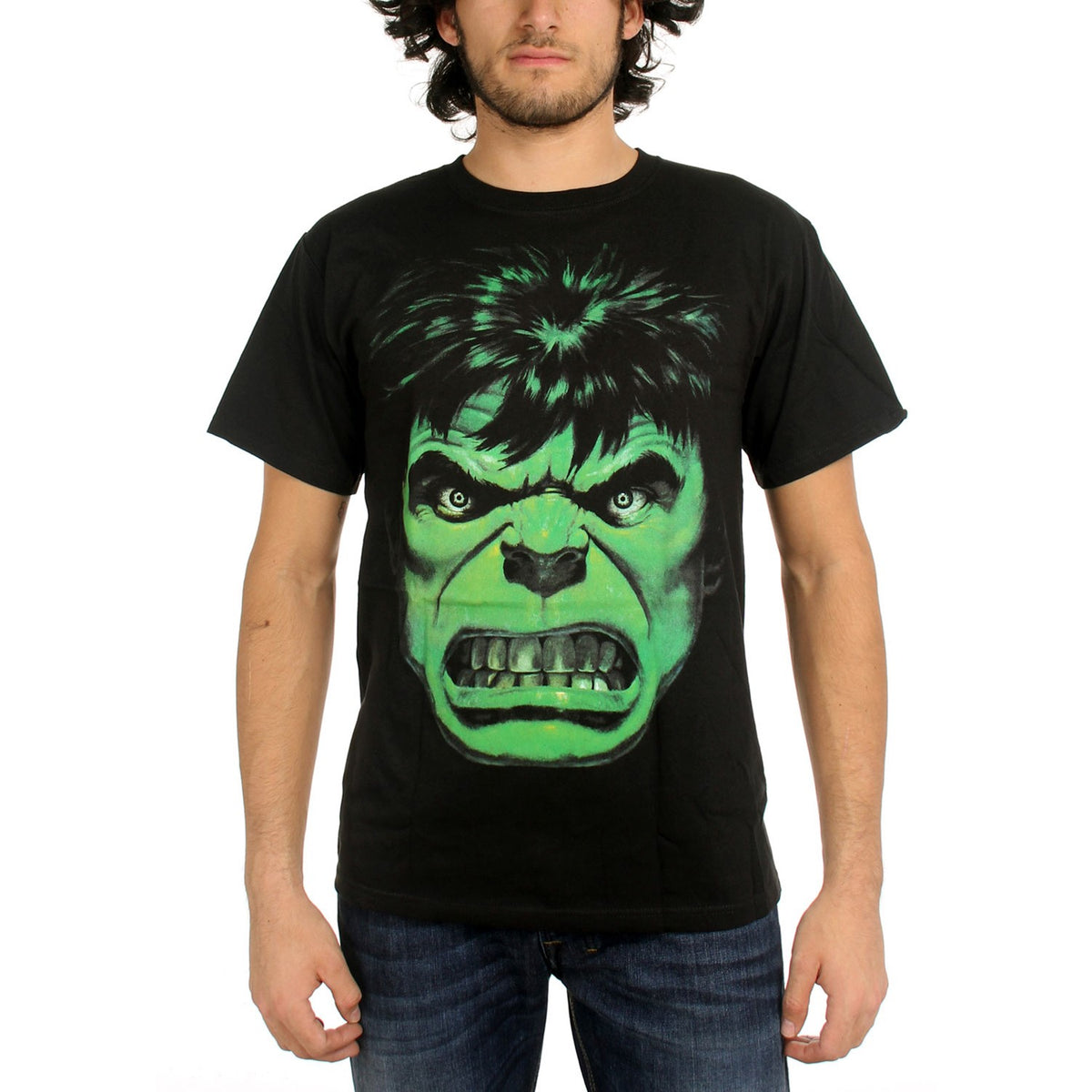 Marvel Comics - Mens The Incredible Hulk Angry Face T-Shirt In Black ...